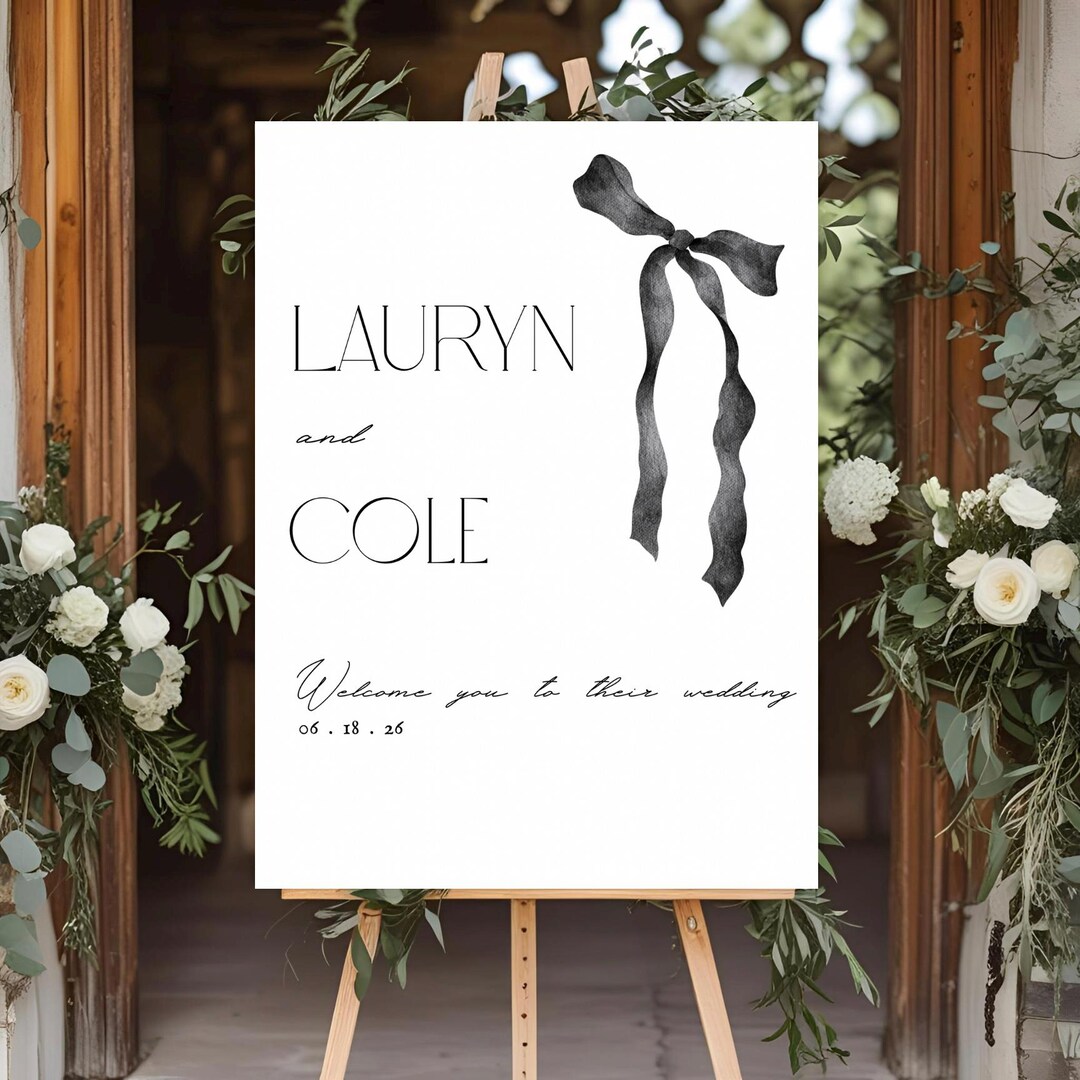 Editable Wedding Welcome Sign With Bow - Etsy