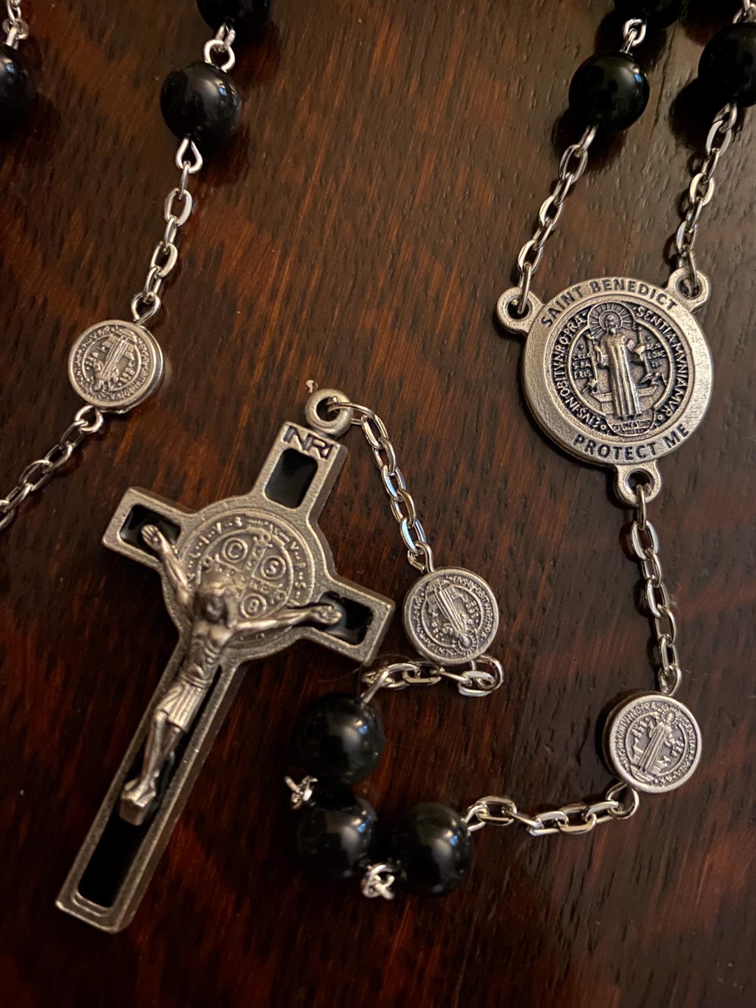 Crux Sacra Sit Mihi Lux - Handmade Black Obsidian St. Benedict Medal ...