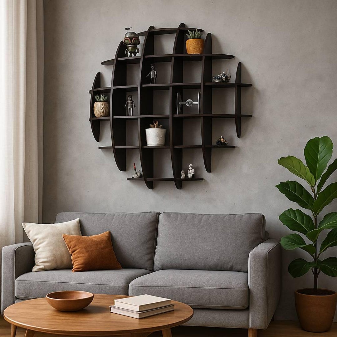 Paintable Sphere Wall Shelf, Round Wall Shelf, Sphere Book Shelf, Globe ...