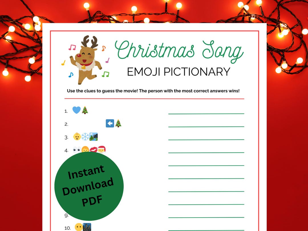 Christmas Song Emoji Pictionary Game | Printable Holiday Activity - Etsy