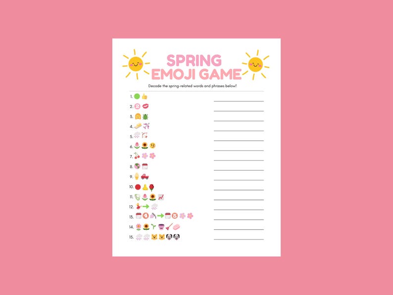 Spring Emoji Pictionary Game | Printable Activity for Classroom ...