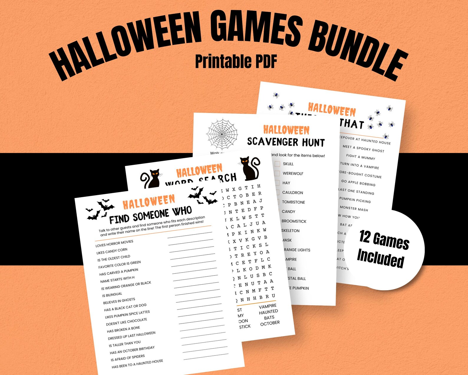 Halloween Games Bundle Volume 1 | Printable PDF With 12 Activities ...