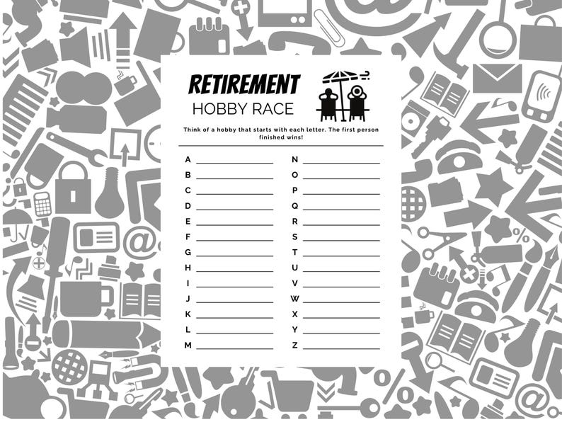 Retirement Hobby Race Game | Printable Party Activity - Etsy