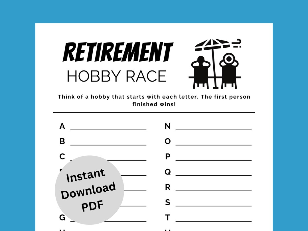 Retirement Hobby Race Game | Printable Party Activity - Etsy