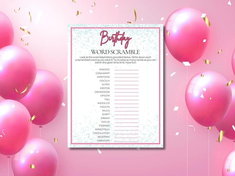 Teen Slumber Party Word Scramble Game | Sleepover Party Printable ...