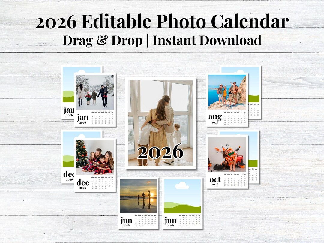2026 Editable Photo Calendar | Drag and Drop Template - Etsy