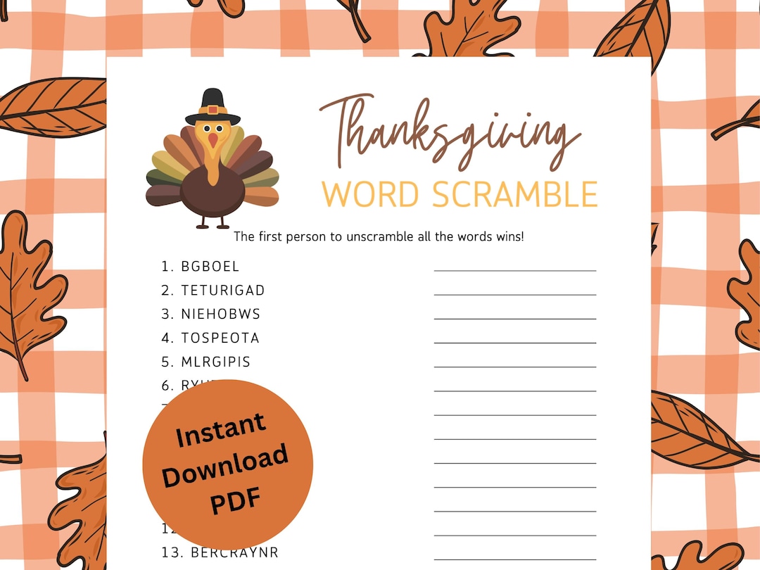 Thanksgiving Word Scramble Printable | Thanksgiving Game for Kids ...