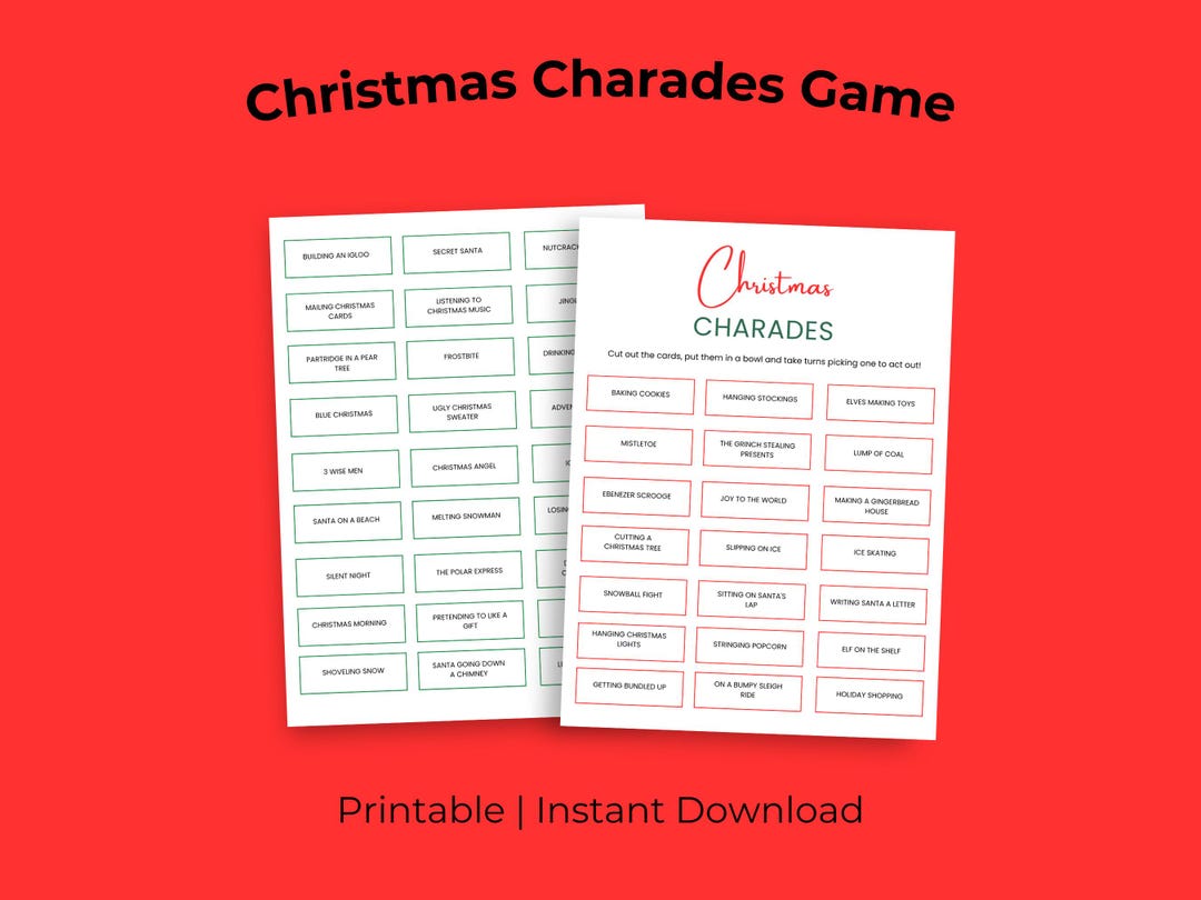 Christmas Charades Game: Printable Holiday Party Activity - Etsy Australia
