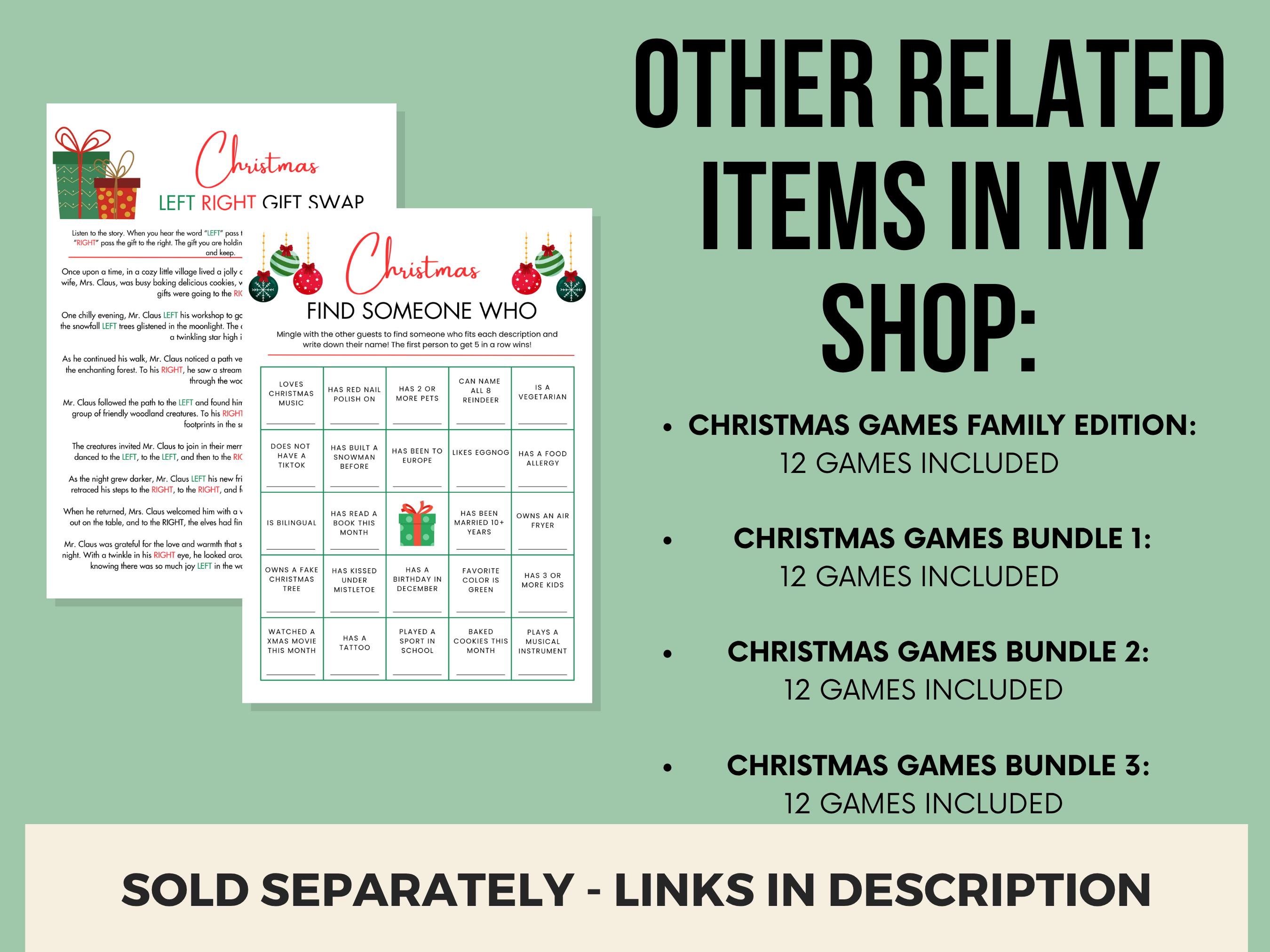 Printable Christmas Family Feud Trivia Game| Party Table Games for Kids ...