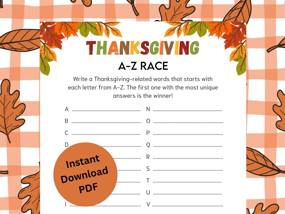 Thanksgiving Trivia Game | Printable A-Z Race Icebreaker Activity - Etsy
