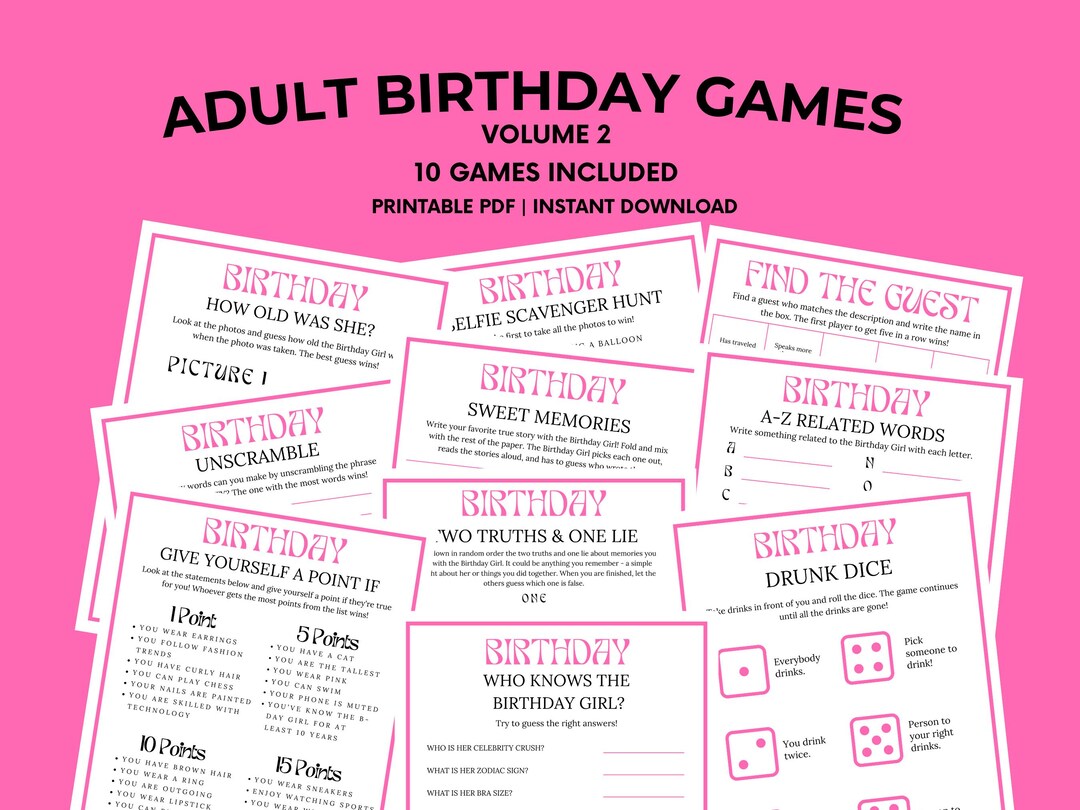 Birthday Party Games for Her Bundle: Volume 2 | Printable Ladies Night ...