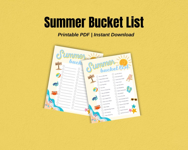 Summer Bucket List | Printable Activities for Kids - Etsy