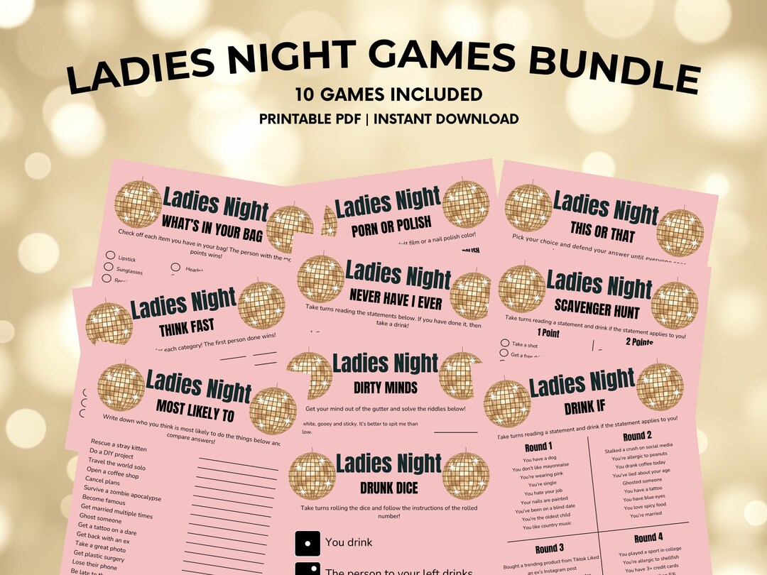 Ladies Night Games Bundle Printable | Girls Night Party Games ...