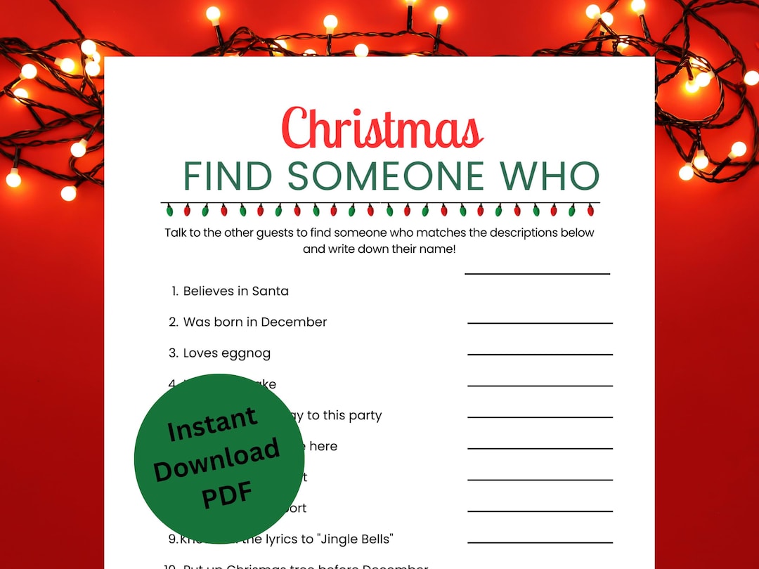 Christmas Find Someone Who Game | Find the Guest Christmas Game ...