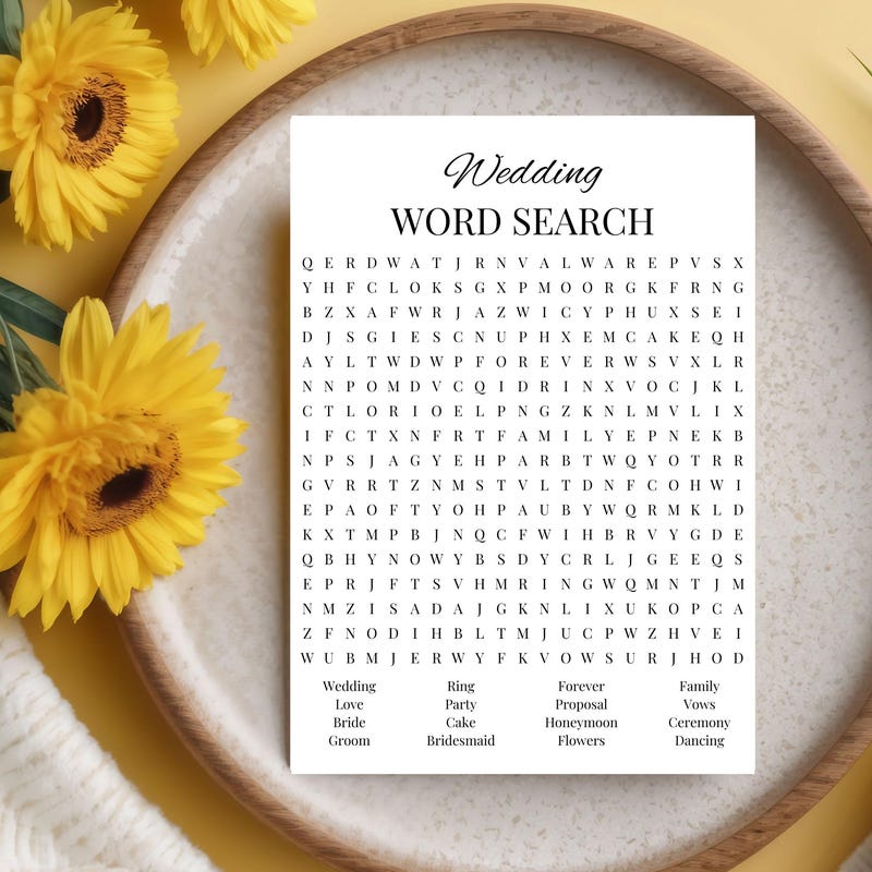 Wedding Word Search - Etsy