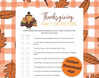 Fall Fact or Fiction Trivia Game, Printable or Virtual Adults & Kids ...