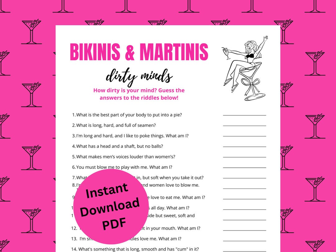 Printable Martinis and Bikinis Bachelorette Dirty Minds Trivia Game ...
