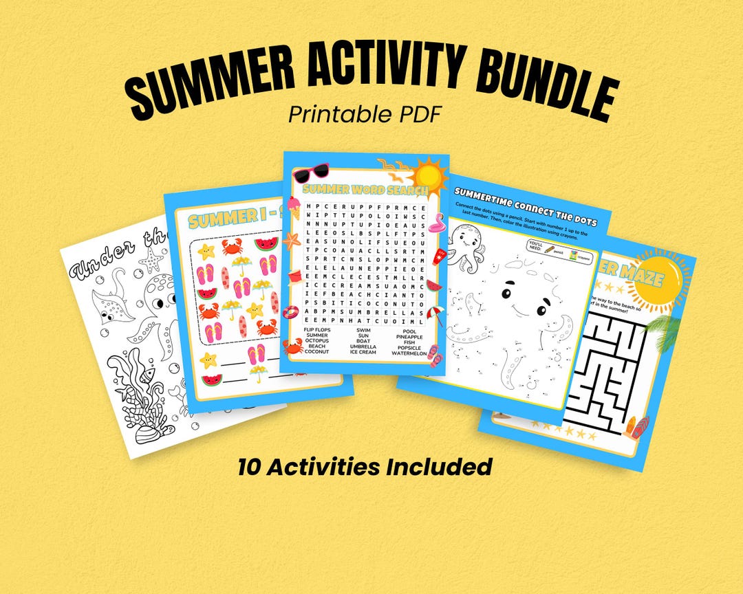 Summer Activities Bundle Printable | 10 Summer Games for Kids & Family ...