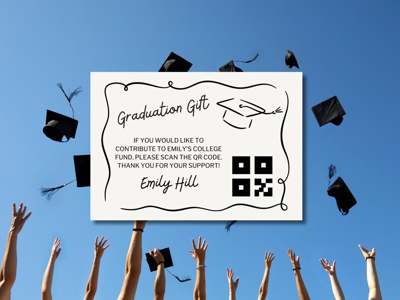 Graduation QR Code Card Template | Scan to Gift the Graduate | College ...