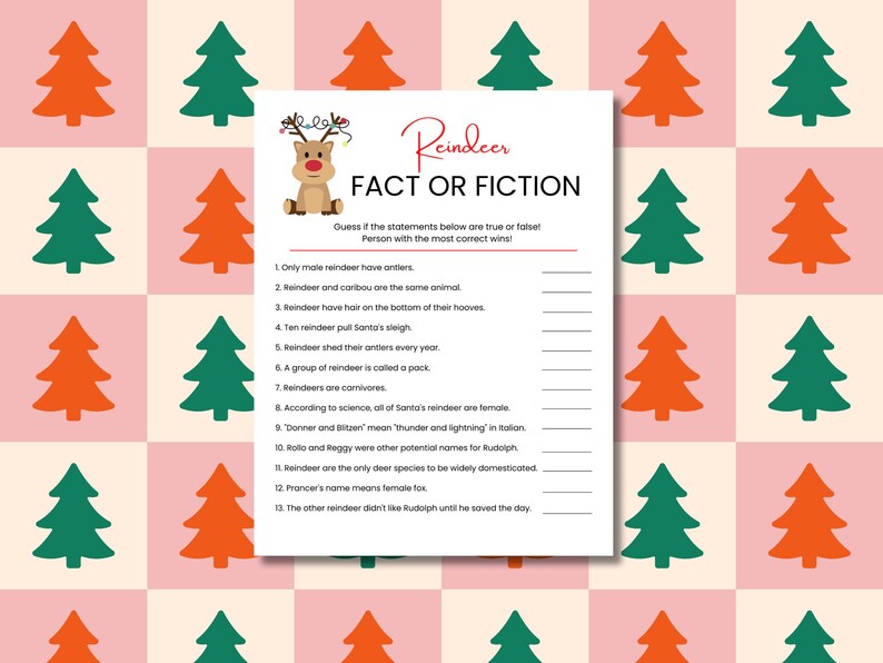 Fact or Fiction Christmas Trivia Game: Printable Holiday Party Activity ...