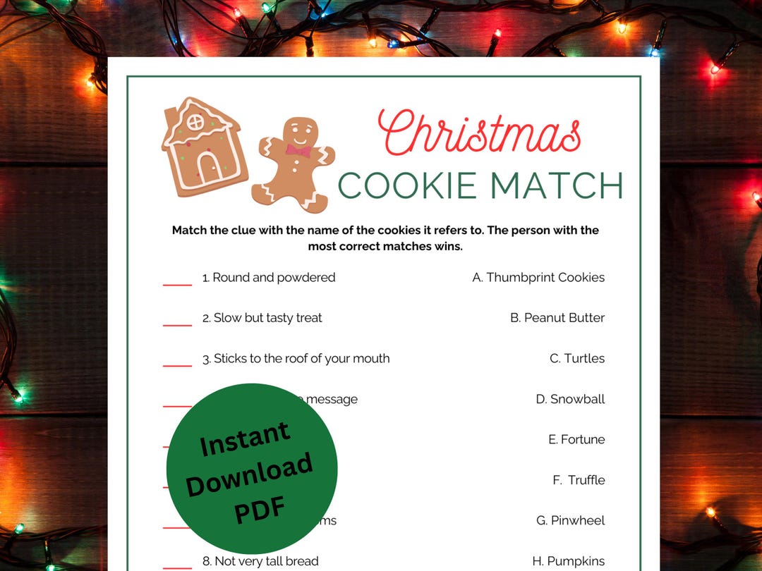 Christmas Trivia Game | Printable Cookie Match Activity - Etsy Canada