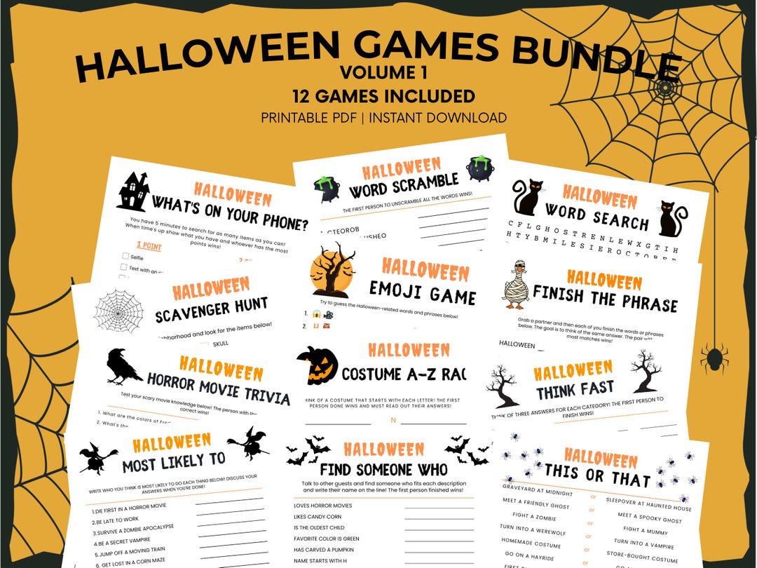 Halloween Games Bundle Printable: Volume 1 | 12 Halloween Party Games ...