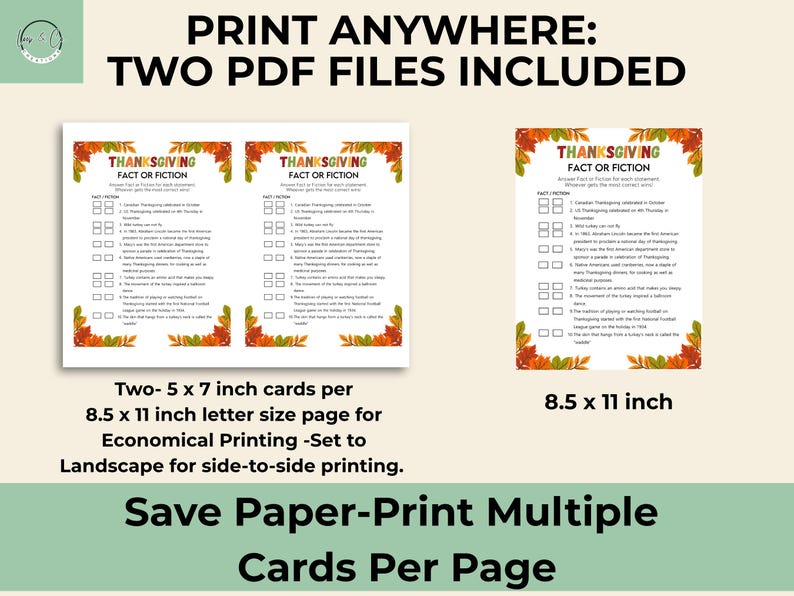 Thanksgiving Fact or Fiction Trivia Game | Printable Family and ...