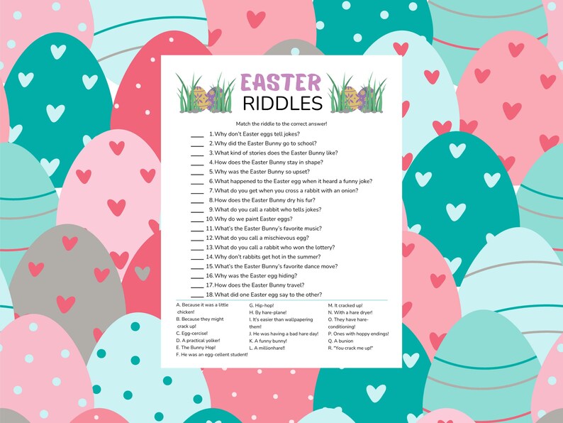 Easter Riddles Game Printable | Easter Party Game for Kids & Adults ...