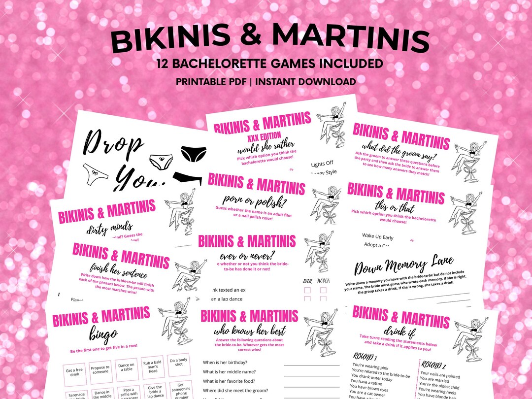 Bikinis and Martinis Bachelorette Games Bundle | Beach Bach Party Games ...