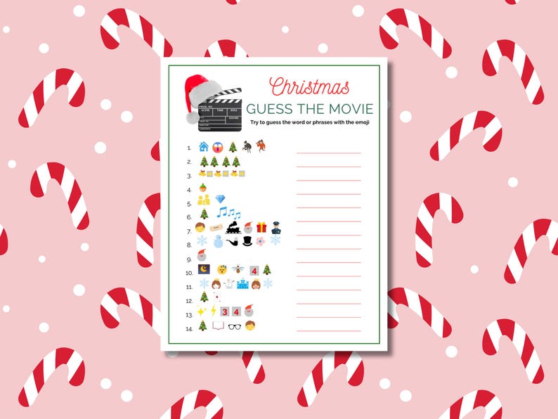 Christmas Movie Emoji Pictionary Game | Printable Holiday Activity - Etsy