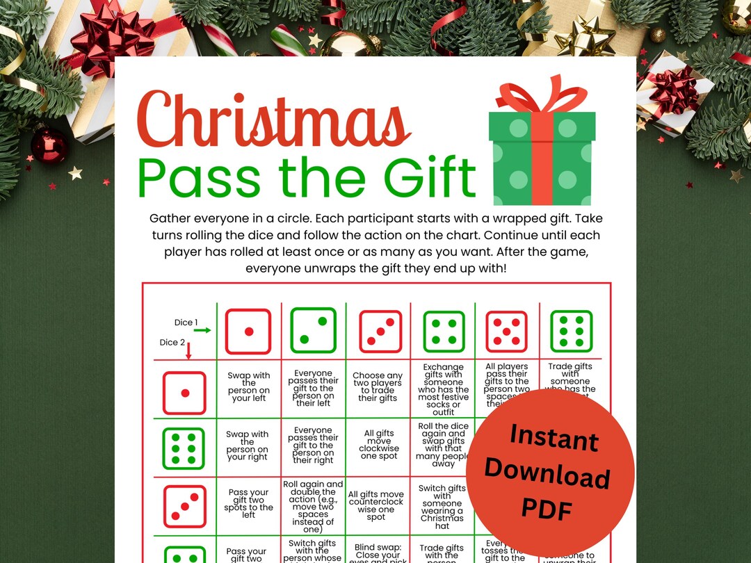 Christmas Pass the Gift Game: Printable Holiday Party Activity - Etsy ...