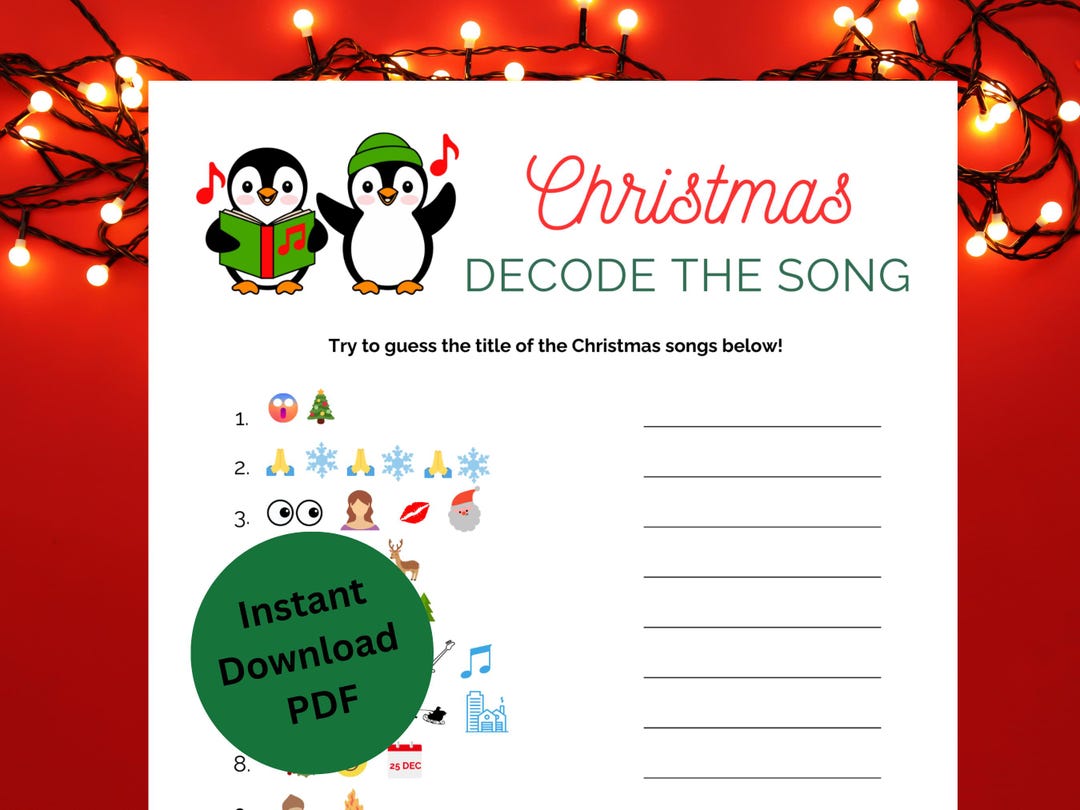 Christmas Song Emoji Pictionary Game | Printable Holiday Activity - Etsy