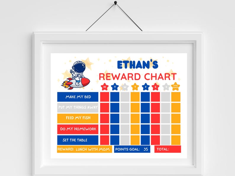 Editable Kids Reward Chart: Space Theme, Behavior & Chore Tracker ...