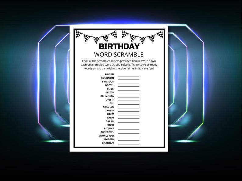 Printable Word Scramble Game for Teens | Teen Birthday Party Game ...