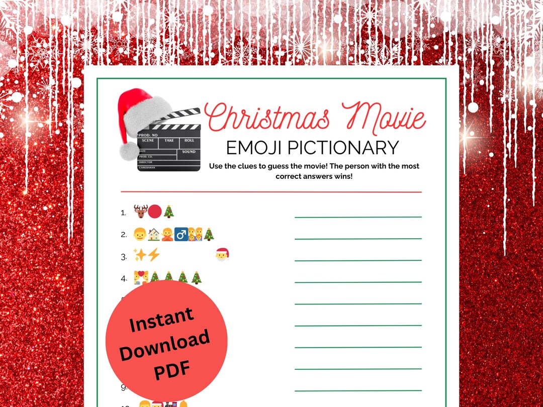 Christmas Movie Emoji Pictionary Game | Printable Holiday Activity ...