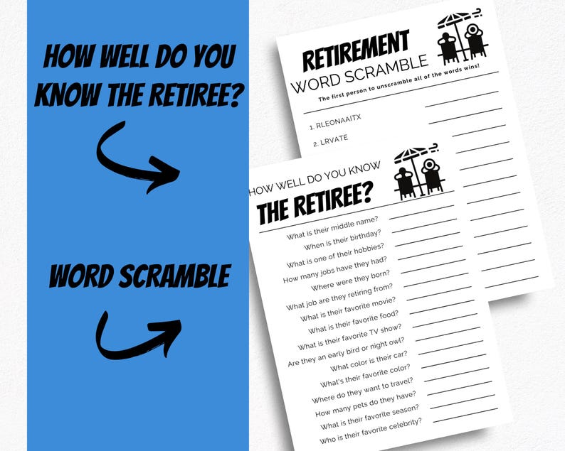 Retirement Party Games Bundle Printable | 10 Retirement Games | Office ...