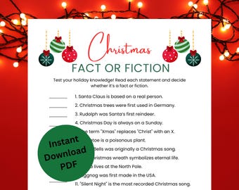 Fact or Fiction Christmas Trivia Game: Printable Holiday Party Activity ...