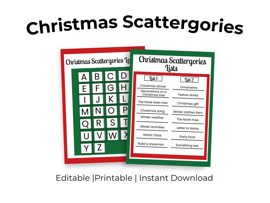 Christmas Scattergories Game | Editable Holiday Party Activity - Etsy
