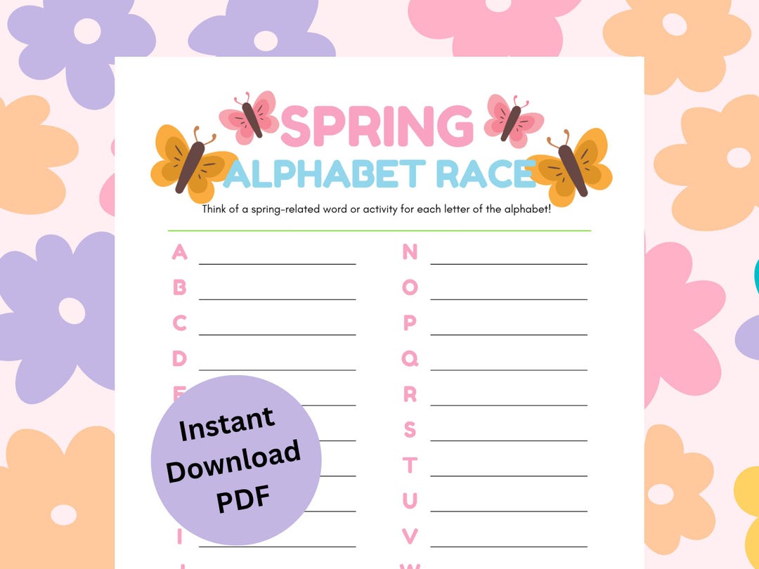 Spring Alphabet Race Game Printable | A to Z Spring Party Game | Easter ...