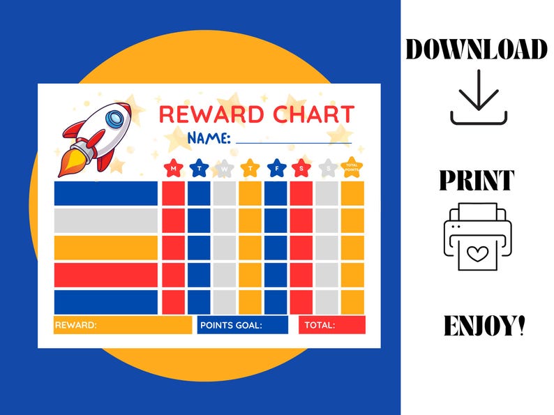 Kids Reward Chart Printable: Spaceship Theme, Behavior & Chore Tracker ...