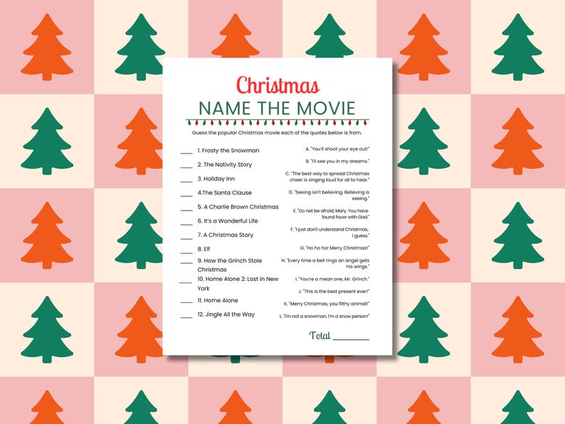 Christmas Movie Trivia Game Printable | Name the Christmas Movie Game ...