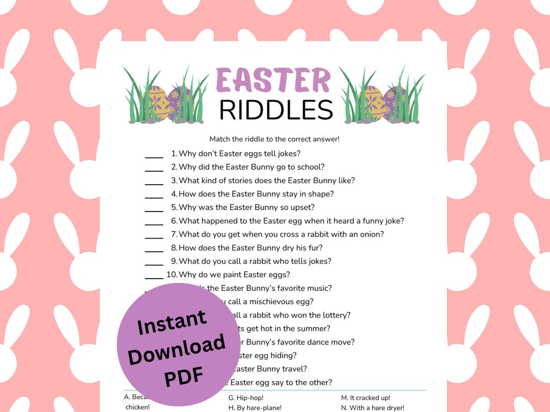 Easter Riddles Game Printable | Easter Party Game for Kids & Adults ...