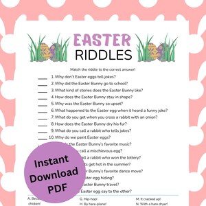 Easter Riddles Game Printable | Easter Party Game for Kids & Adults ...