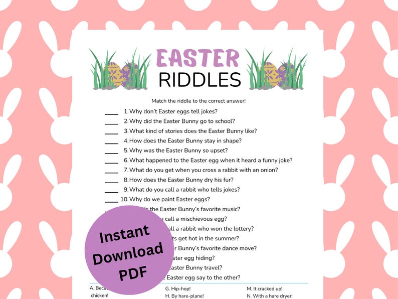 Easter Riddles Game Printable | Easter Party Game for Kids & Adults ...