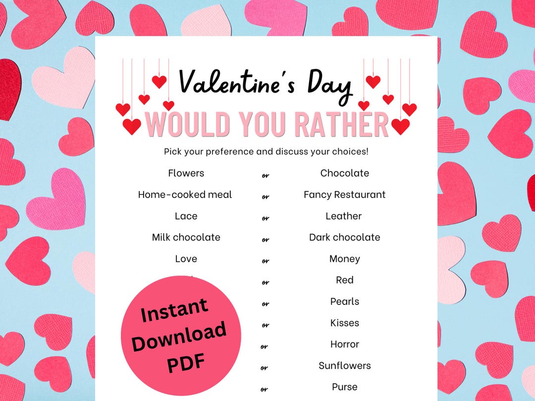 Valentines Would You Rather Game | Printable Ice Breaker Games for ...