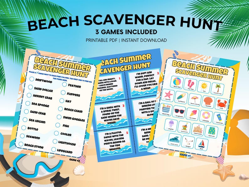 Beach Scavenger Hunt Printable | Kids Summer Activity | Vacation Game ...