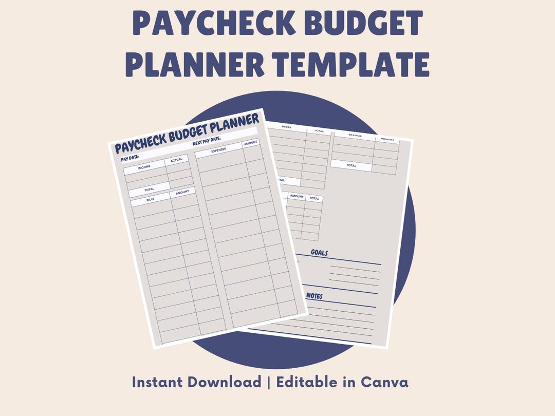 Paycheck Budget Planner Template Editable Canva Instant Download ...