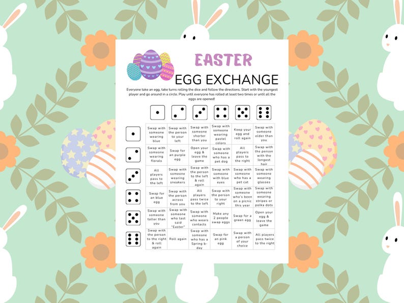 Easter Left Right Game Printable | Easter Egg Exchange Game | Pass the ...