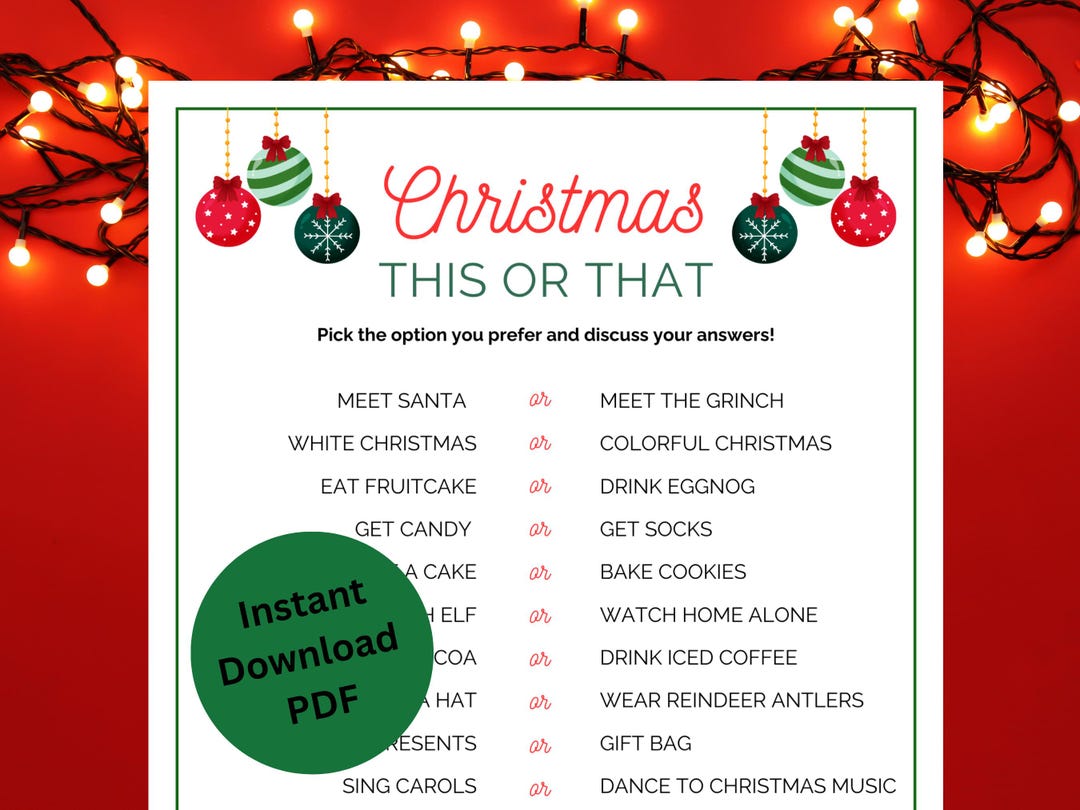 Christmas This or That Game | Printable Icebreaker Activity - Etsy ...