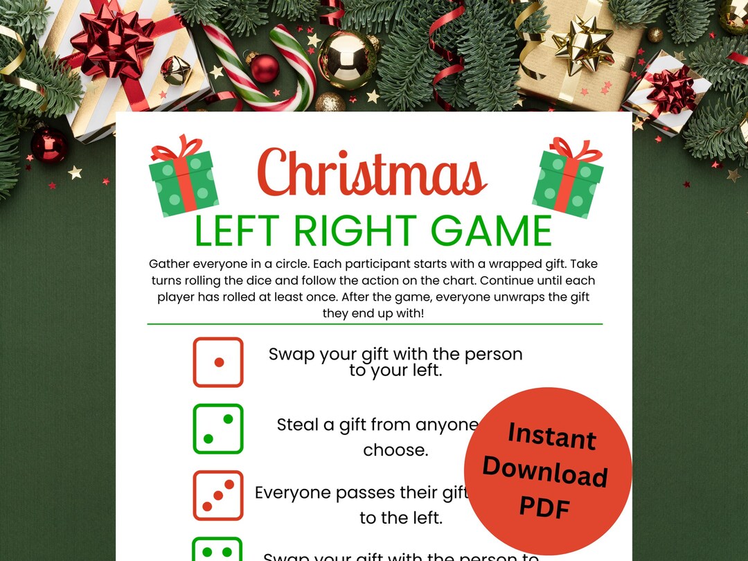 Christmas Left Right Game: Printable Holiday Party Activity - Etsy ...